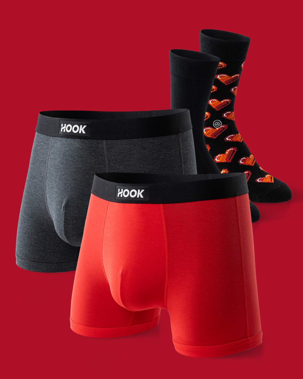 2 short boxers & 2 pairs of socks: Red/Black Onyx – Mesbobettes