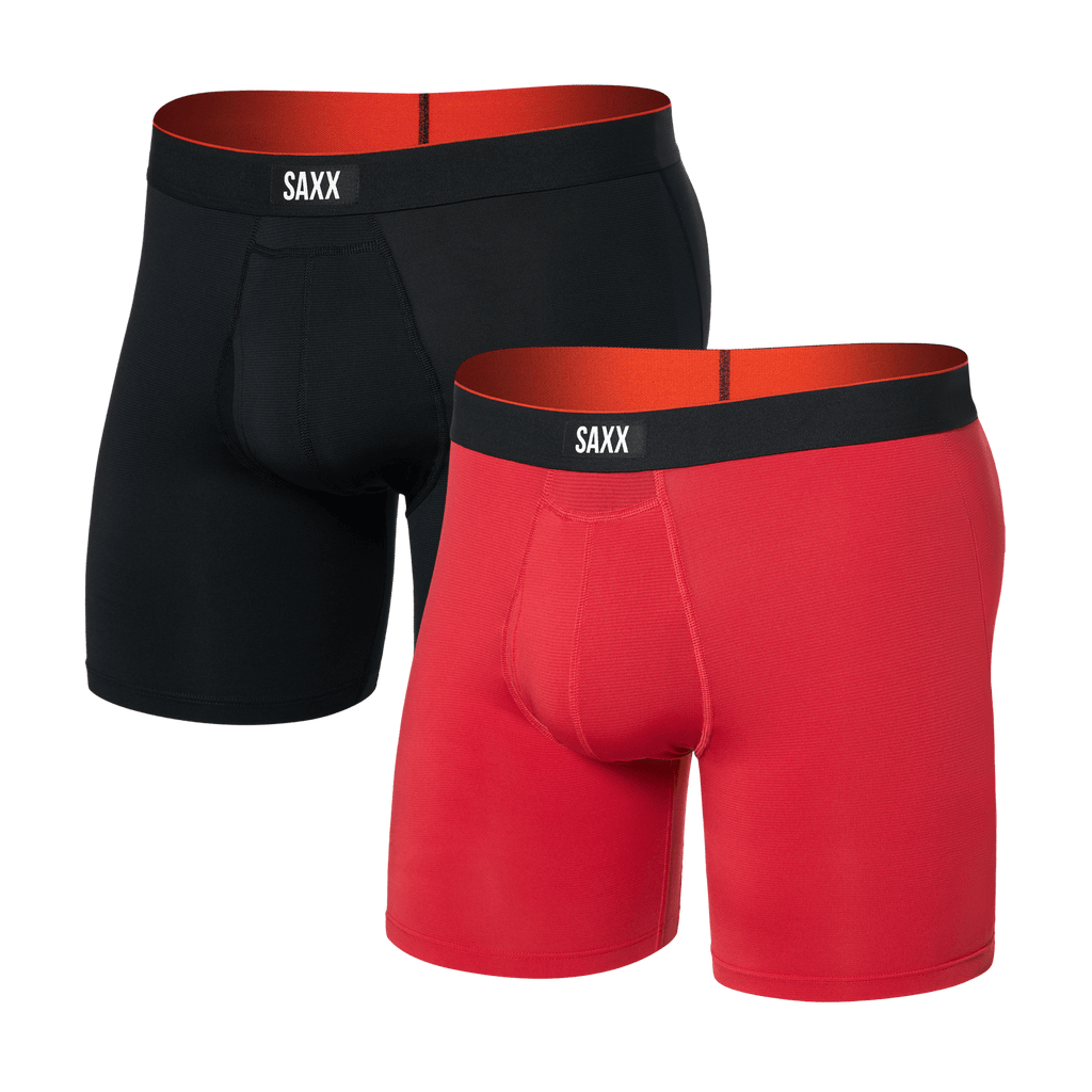Pack de 2 boxers Multi Sport Mesh ROUGE COUCHER DE SOLEIL/NOIR| Saxx ...
